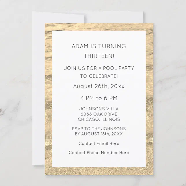 13th Birthday Custom Age Water Abstract Beach Cool Invitation | Zazzle