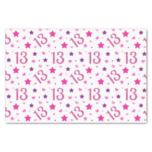 13th Birthday Girl Pink Glitter Tissue Paper | Zazzle