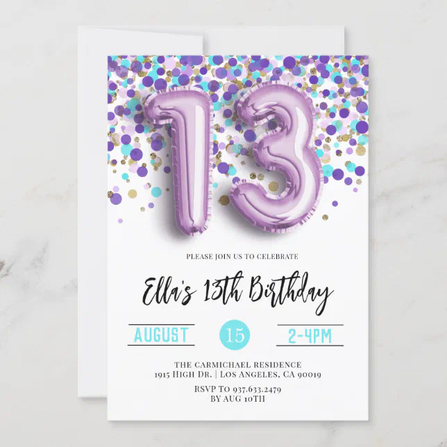 13th Birthday Invitation | Zazzle