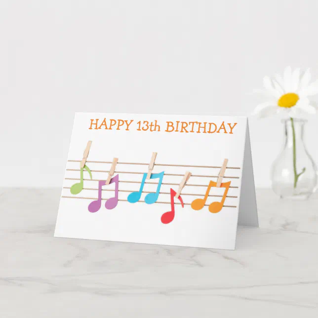 **13th BIRTHDAY** MUSICAL NOTES BIRTHDAY WISHES | Zazzle