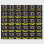 13th Birthday: Name & Faux Wood Grain Pattern "13" Wrapping Paper | Zazzle