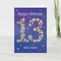 13th Birthday - Number 13 in Stars - Blue - Age 13 Card | Zazzle