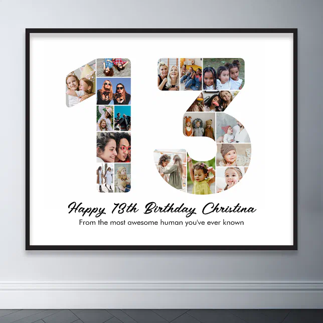 13th Birthday Number 13 Photo Collage Picture Poster | Zazzle