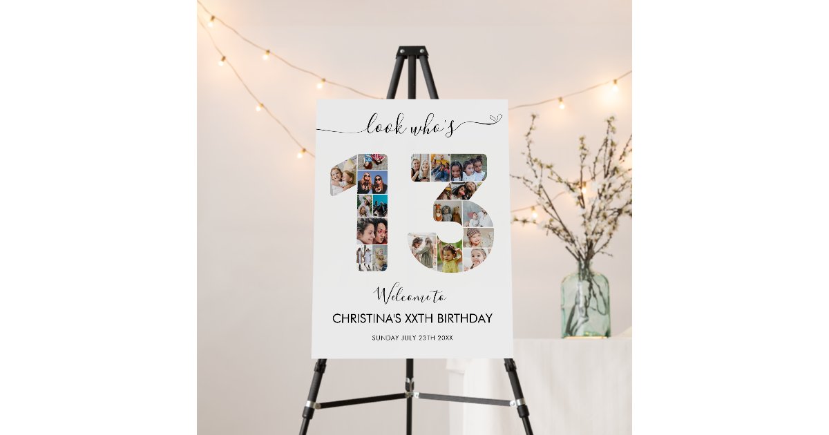 13th Birthday Number 13 Photo Collage Welcome Foam Board | Zazzle