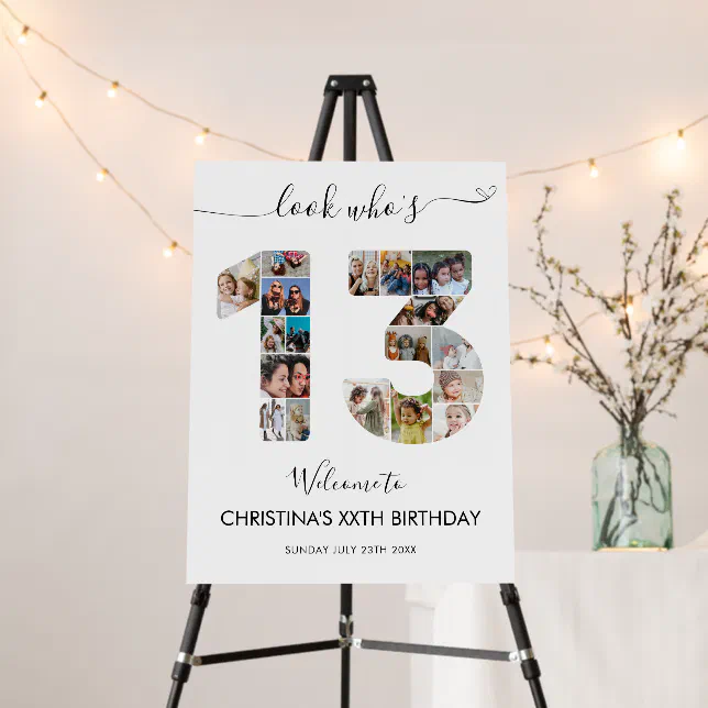 13th Birthday Number 13 Photo Collage Welcome Foam Board | Zazzle