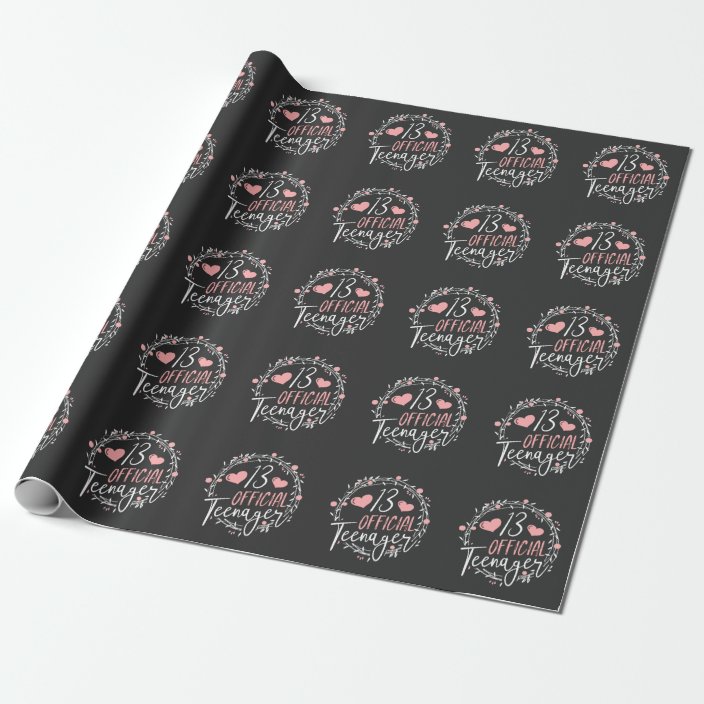 13th Birthday Official Teenager 13 Years Old Girl Wrapping Paper ...