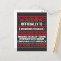 13th Birthday Officially Teenager 13 Year Old Kid Postcard | Zazzle