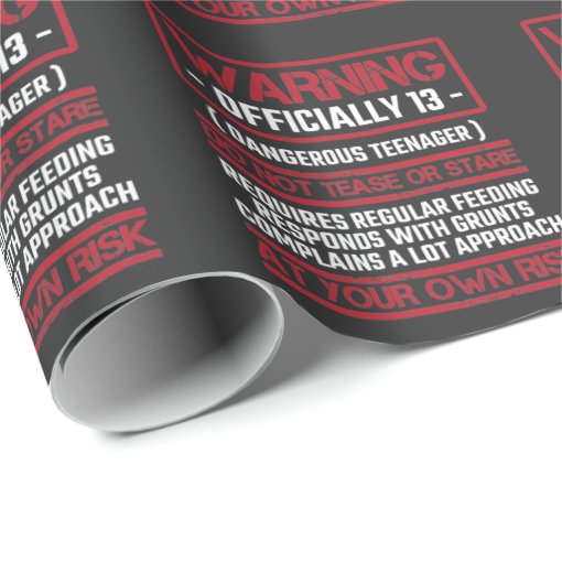 13th Birthday Officially Teenager 13 Year Old Kid Wrapping Paper | Zazzle