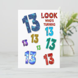 13th Birthday Party Invitation, Colorful Numbers Invitation | Zazzle