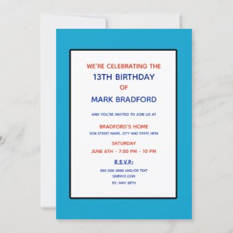 13th Birthday Party Invitation, Colorful Numbers Invitation | Zazzle