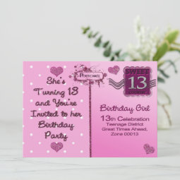 13TH Birthday Party Invitation - Postcard Front | Zazzle