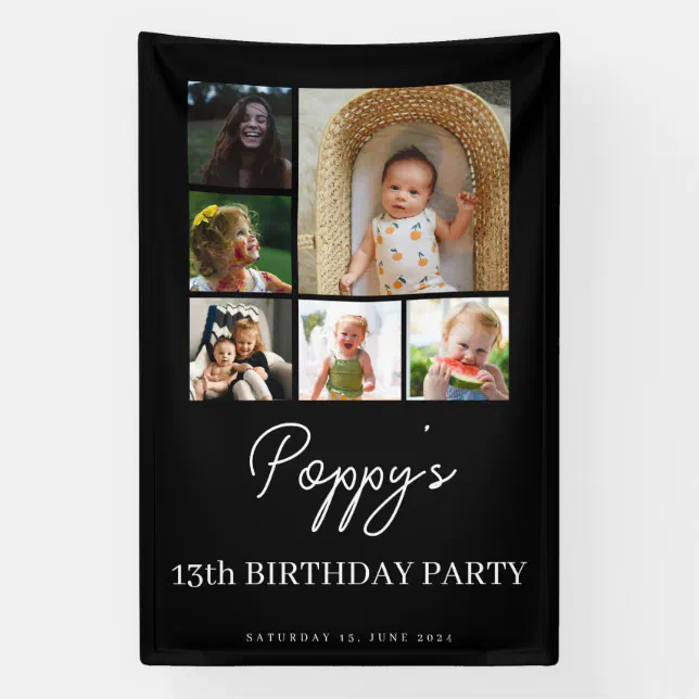 13th birthday party offical teenager photo collage banner | Zazzle