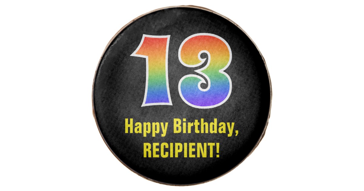 13th Birthday - Rainbow Spectrum Pattern Number 13 Chocolate Covered ...