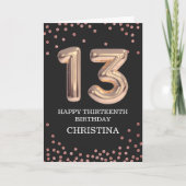 13th Birthday Rose Gold Elegant Girl Personalized Card | Zazzle