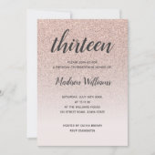 13th Birthday Rose Gold Ombre Glitter Invitation | Zazzle