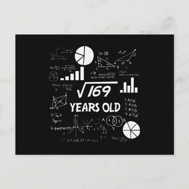 13th Birthday Square Root Math 13 Years Old Bday Postcard | Zazzle