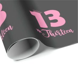13th Birthday Thirteen Girl Boy Official Teenager Wrapping Paper | Zazzle