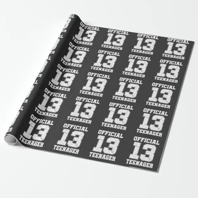13th Birthday Thirteen Years Old Official Teenager Wrapping Paper | Zazzle