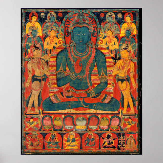 13th Century Transcendent Buddha w/ Bodhisattvas Poster | Zazzle