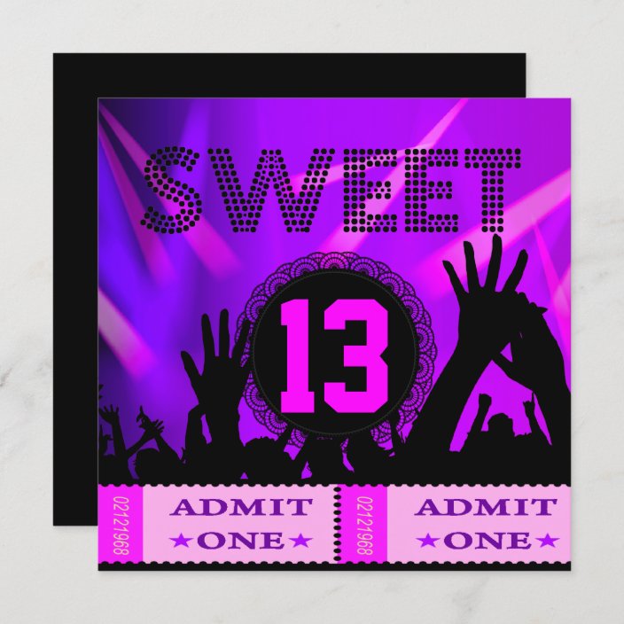 13th Sweet 13 Birthday Party Tickets Fun Invitation | Zazzle.com