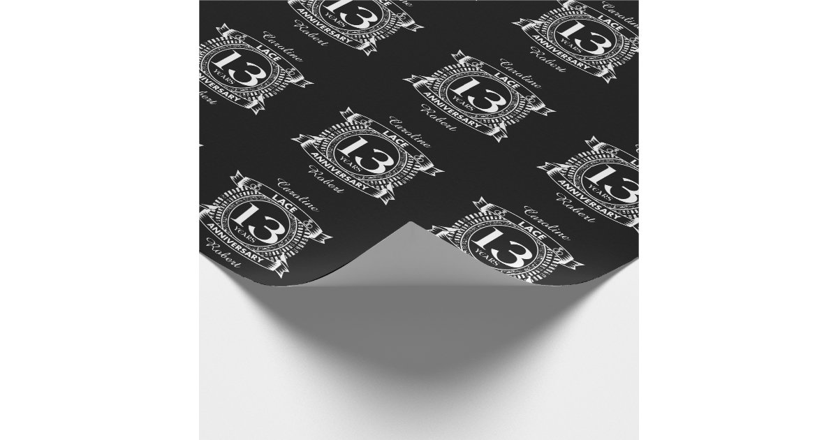 13TH wedding anniversary lace Wrapping Paper | Zazzle