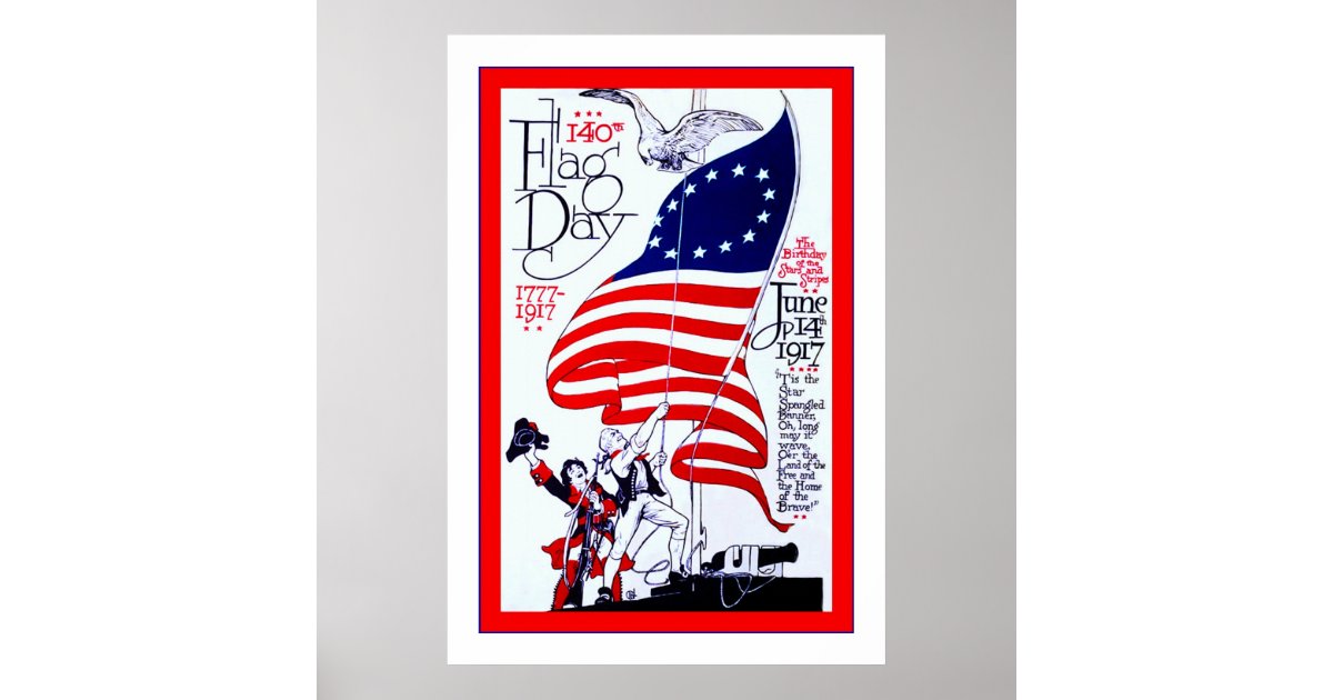140th Flag Day ~ Vintage Advertising Poster | Zazzle