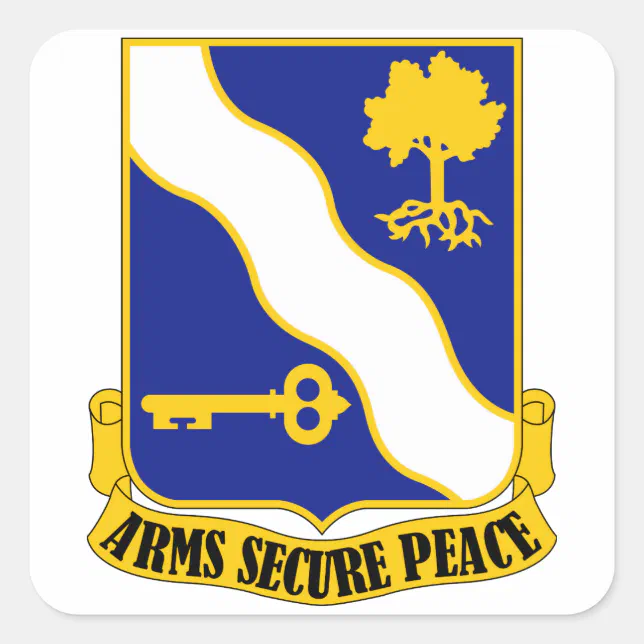 143rd Infantry Regiment - Arms Secure Peace Square Sticker | Zazzle