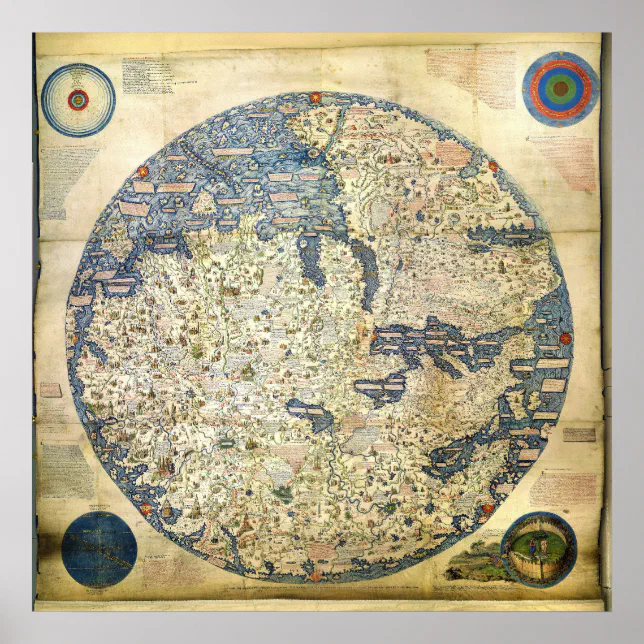 1450 World Map by Venetian Monk Fra Mauro Poster | Zazzle