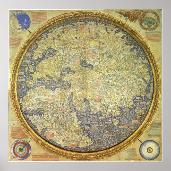1460 The Fra Mauro Inverted World Map Poster | Zazzle.com
