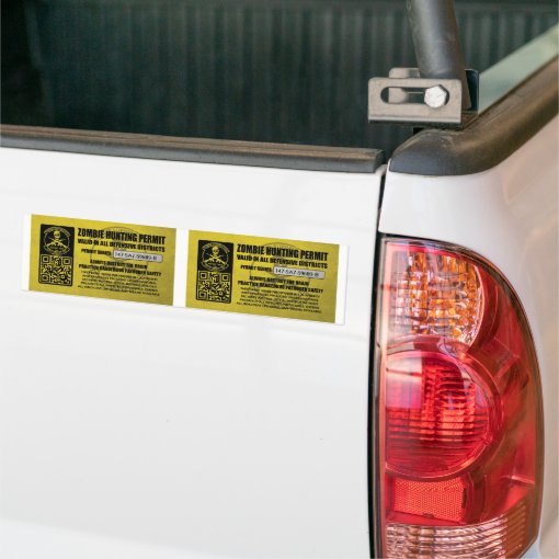 147tf ZTF ZOMBIE HUNTING PERMIT Bumper Sticker | Zazzle