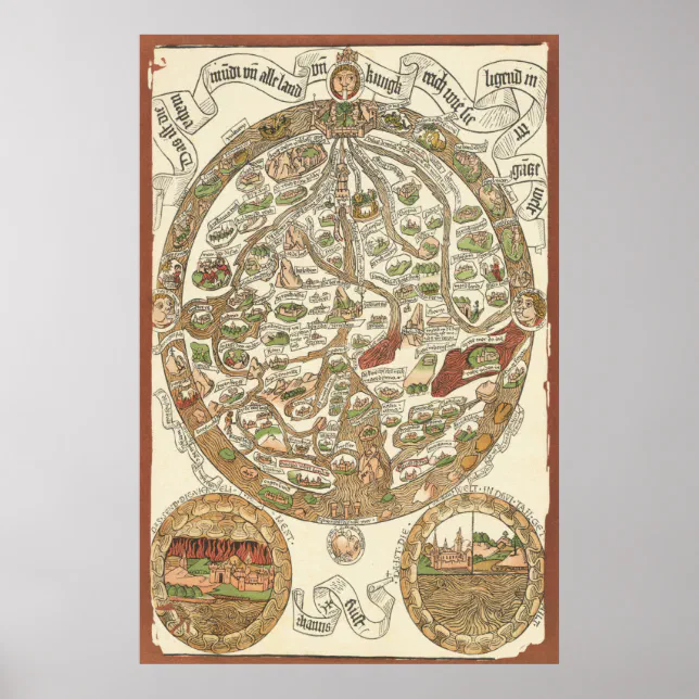 1480 Woodcut World Map Poster | Zazzle