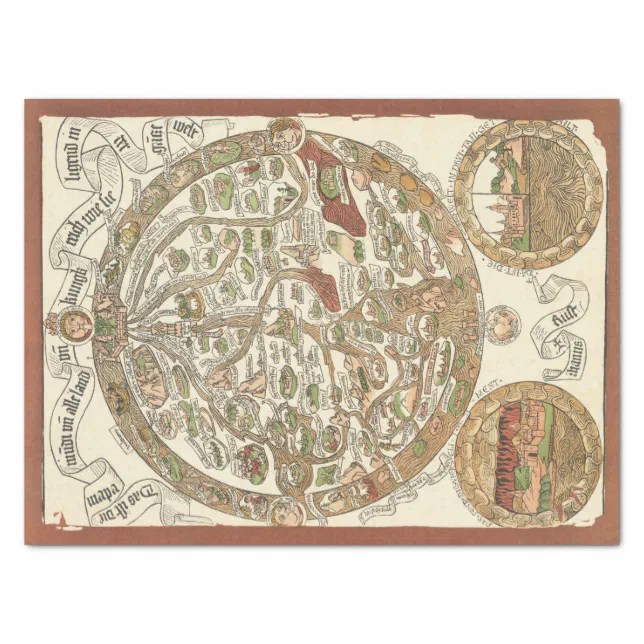 1480 Woodcut World Map Tissue Paper | Zazzle