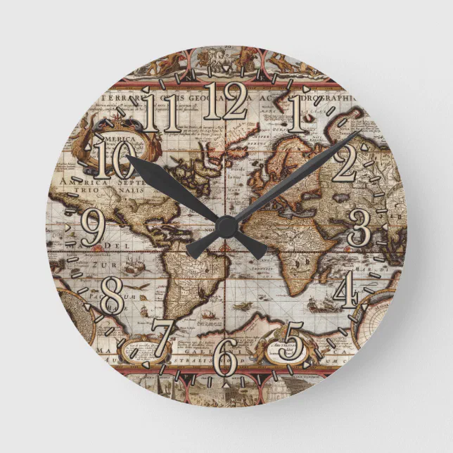 1499 Old World Map Antique History Designer Clock | Zazzle