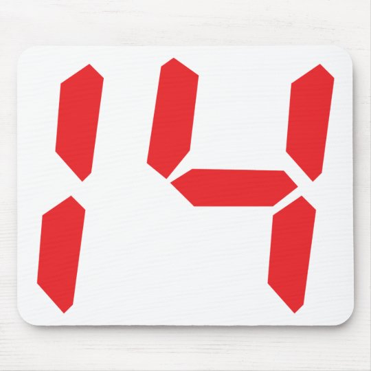 14 fourteen red alarm clock digital number mouse pad | Zazzle.com