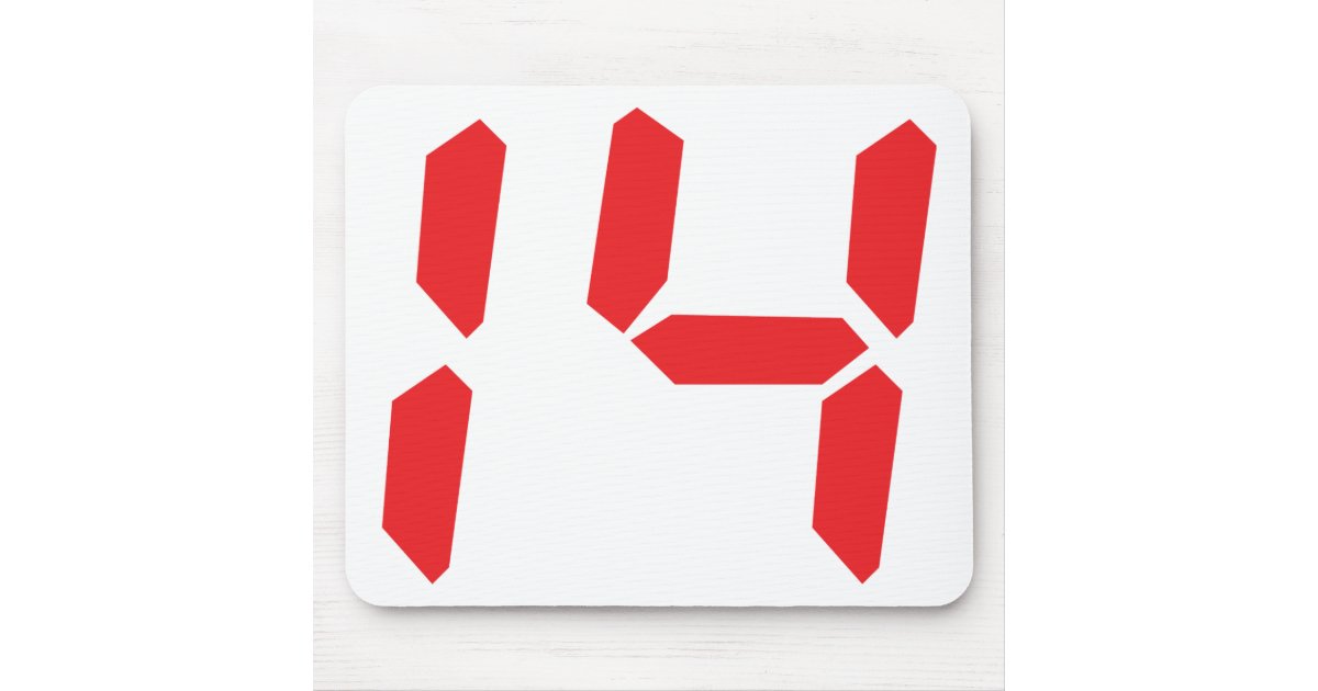 14 fourteen red alarm clock digital number mouse pad | Zazzle