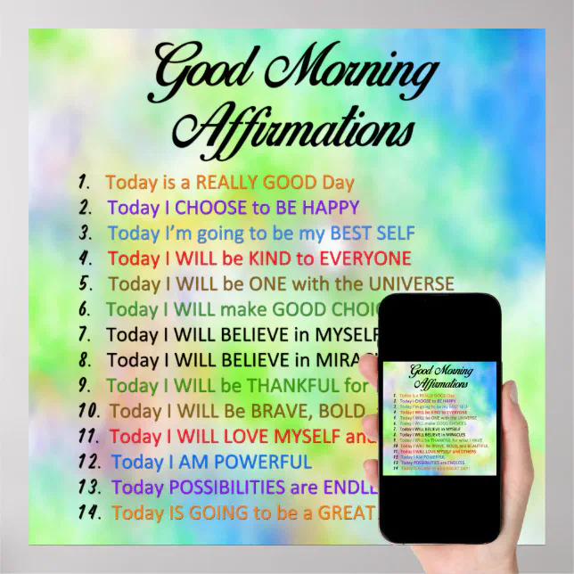 14 Good Morning Affirmations - Positive Thinking Poster | Zazzle