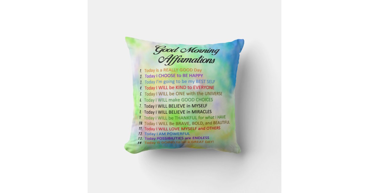 14 Good Morning Affirmations - Positive Thinking Throw Pillow | Zazzle