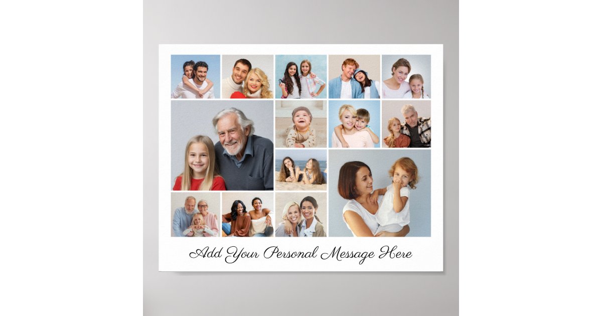 14 Photo Collage Add Your Own Greeting Poster | Zazzle