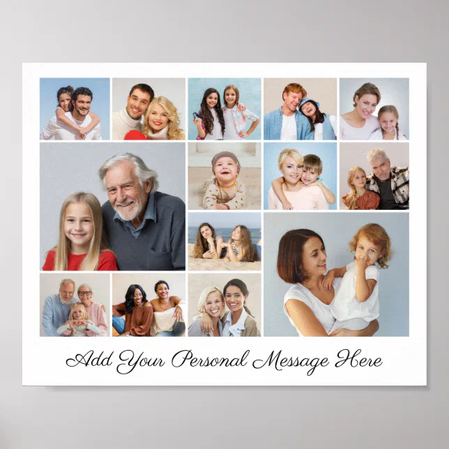 14 Photo Collage Add Your Own Greeting Poster | Zazzle