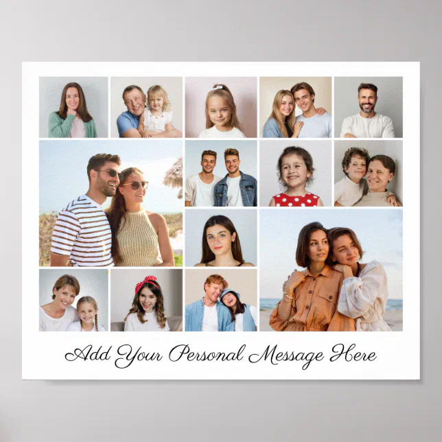 14 Photo Collage Add Your Own Greeting Poster | Zazzle