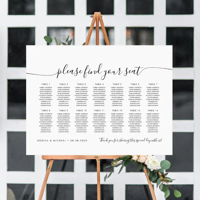 14 Tables Modern Find Your Seat Seating Chart | Zazzle