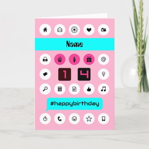 14 year old personalized birthday add name card | Zazzle