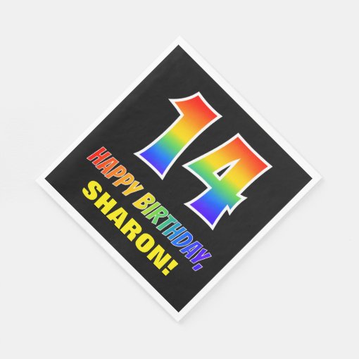 14th Birthday: Bold, Fun, Simple, Rainbow 14 Napkins | Zazzle
