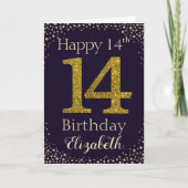 14th Birthday Golden Glitter Card | Zazzle