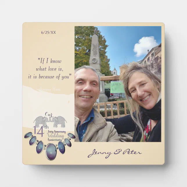 14th Ivory Wedding Anniversary Plaque | Zazzle
