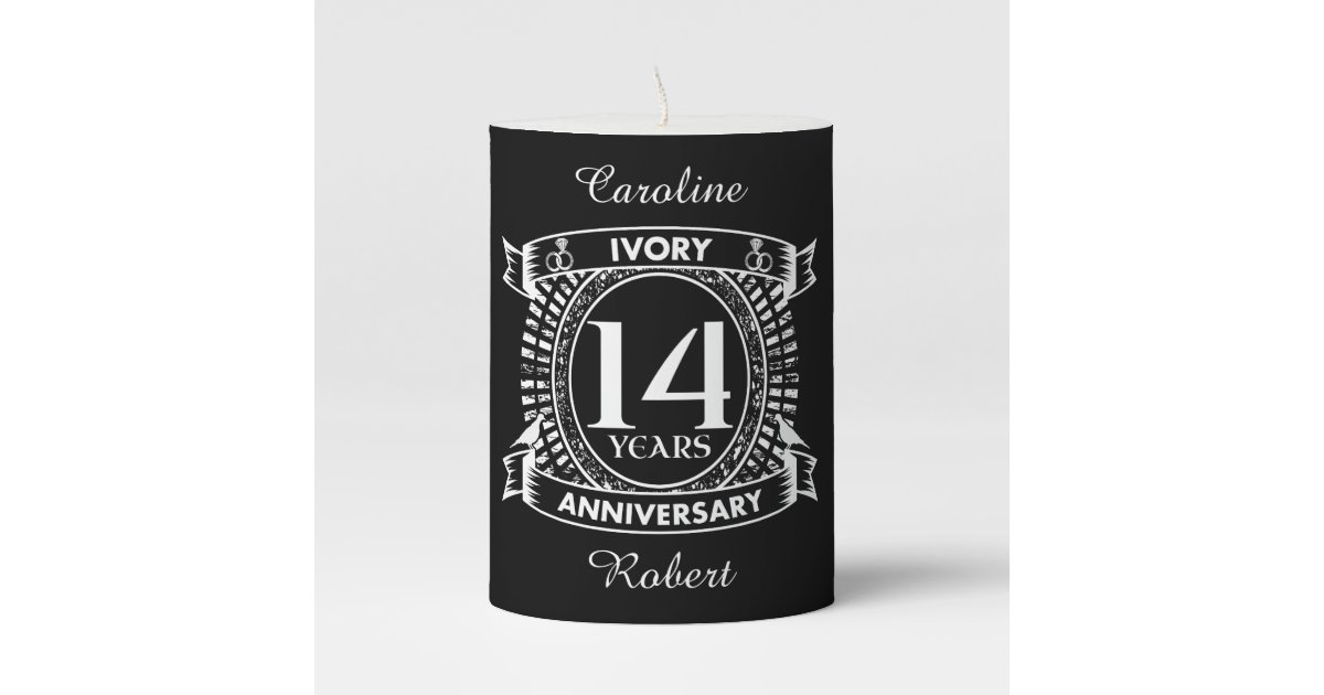 14TH wedding IVORY anniversary Pillar Candle | Zazzle