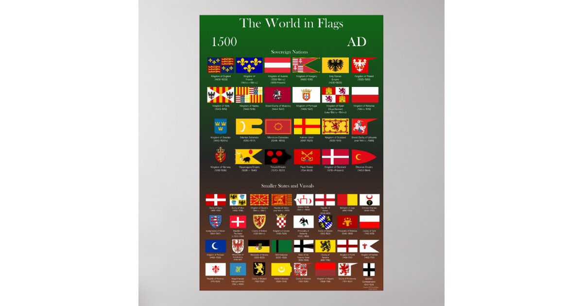 1500 AD Flags of the World Poster | Zazzle