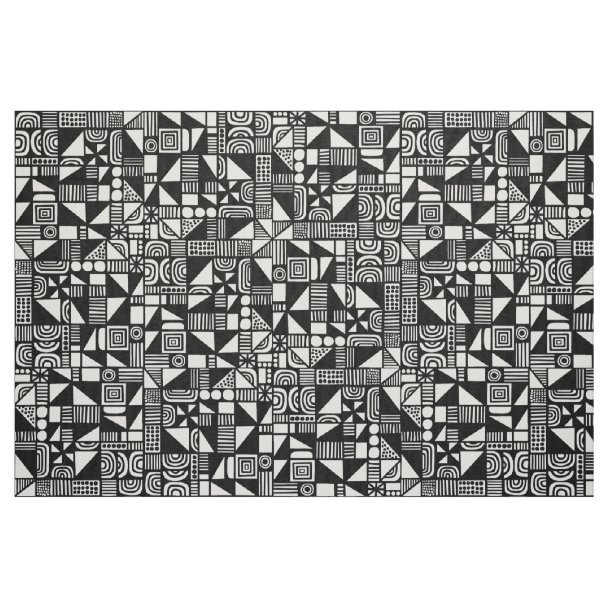 Black Grid Fabric | Zazzle
