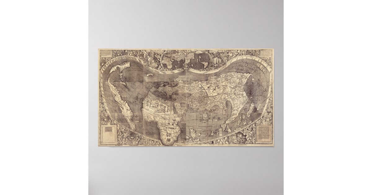 1507 Martin Waldseemuller World Map Poster | Zazzle