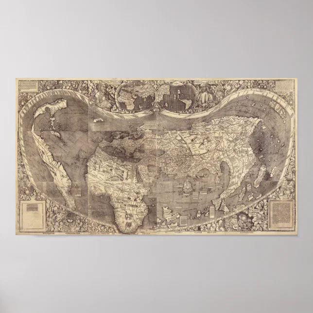 1507 Martin Waldseemuller World Map Poster | Zazzle